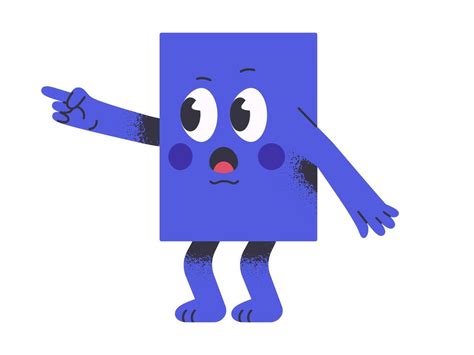 Rectangle Character Funny Comic Mascot Geometric Blue Rectangle Shape