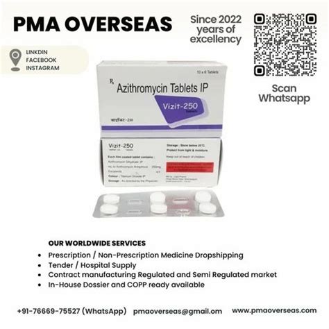 Azithromycin Tablet 250mg Packaging Size 10x6 At Rs 780 Strip Of 6