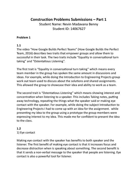 Construction Problems Submissions The Two Traits Include “equality In