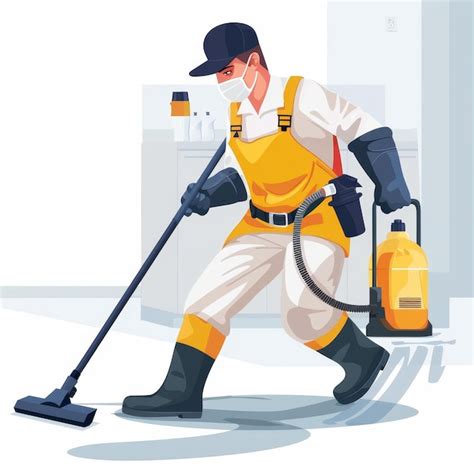A Drawing Of A Man Using A Mop And A Hose Premium Ai Generated Image