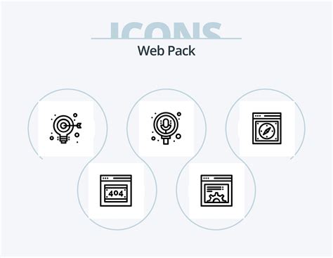 web pack line icon pack 5 icon design page browser web development