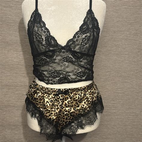 Intimates And Sleepwear Leopard Print Lace Lingerie Set Poshmark