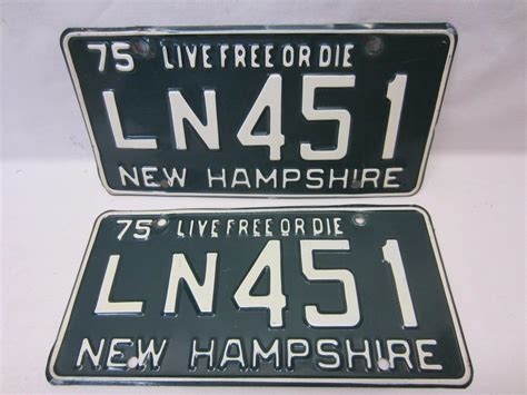 Five Vintage 1975 Nh New Hampshire License Plates~2 Pairs 1 As