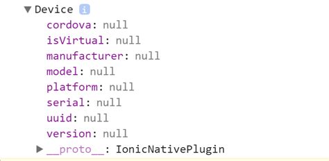 Ionic3 Ionic Native Device Plugin Ionic Nativedevice Returns All
