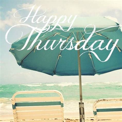 Happy Thursday Coastal Lovers Beach Umbrella With Happy Saturday Text
