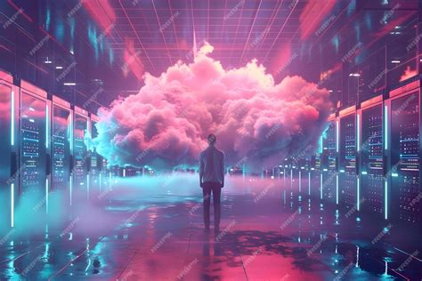 Premium Photo Futuristic Server Network Computing Technologies Cloud