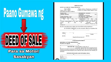 Paano Gumawa Ng Deed Of Sale Youtube