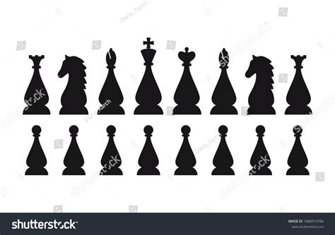 Silhouettes Chess Pieces Editable Vector Silhouettes Stock Vector