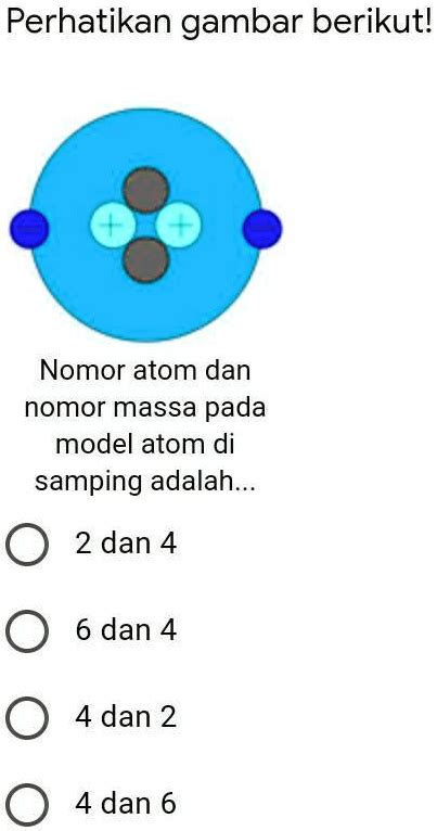 Solved Nomor Atom Dan Nomor Massa Pada Model Atom Di Samping Adalah Perhatikan Gambar Berikutl