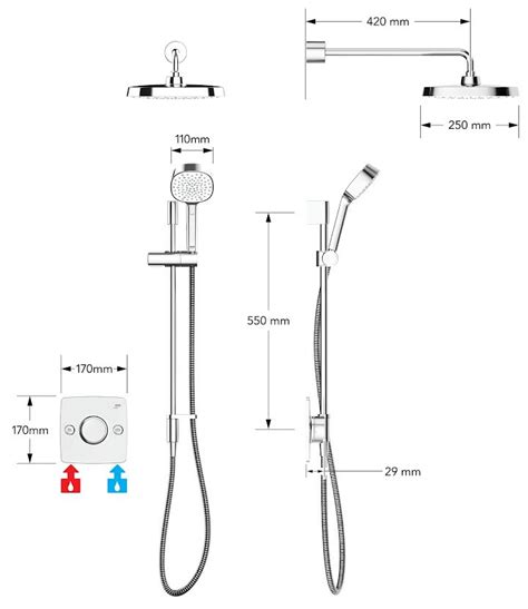 Mira Evoco Thermostatic Mixer Shower With Adjustable And Drencher Heads