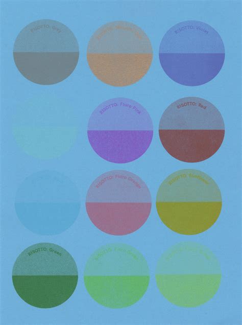 Riso Ink Spot Colours On Blue Paper Risotto