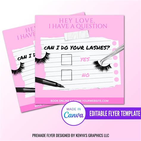 Lash Tech Flyer Business Editable Flyer Template Lash Etsy