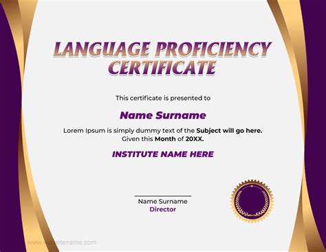 Language Proficiency Certificate Templates For Word Edit