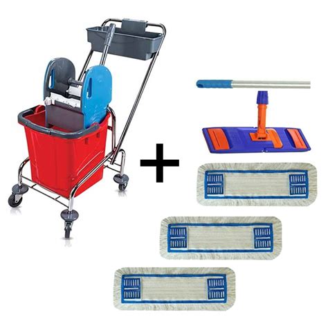 Úklidový Vozík Single 1 X 25 L Flipper Mop Sestava Se 3 Návleky