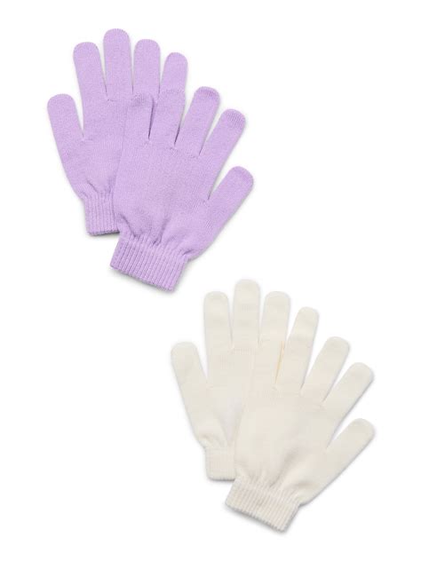 Time And Tru Womens Stretch Knit Winter Gloves 2 Pack Lovely Purple