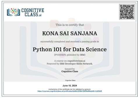 Completed Python For Data Science Course Sanjana Kona Posted On The