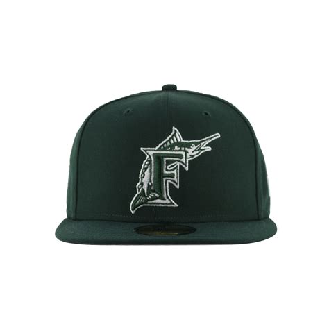 New Era 59fifty Florida Marlins Fitted Hat Dark Green White Billion