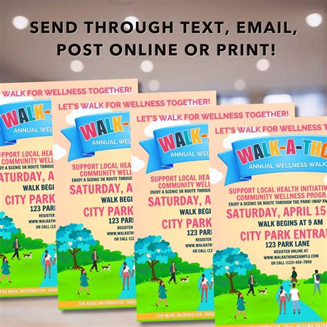 Walk A Ton Flyer Template Walking Flyer Walk Event Flyer Canva