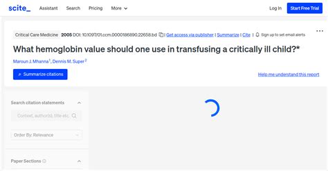 What Hemoglobin Value Should One Use In Transfusing A Critically Ill