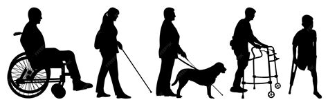 Premium Vector Set Of Silhouettes Of People With Disabilitiesmen And