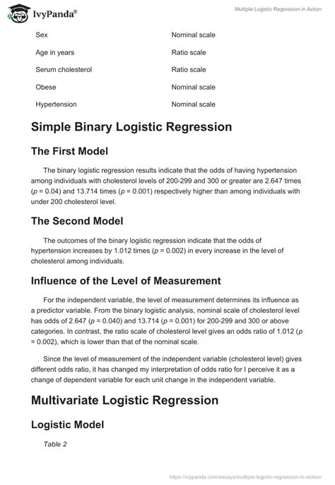 Multiple Logistic Regression In Action Words Coursework Example