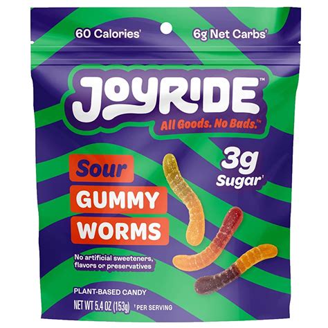 Joyride Sour Gummy Worms Low Calorie Vegan Candy 5 4oz Pack Of 1