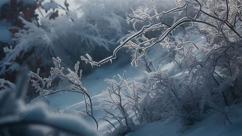 Crystallization Of Winter Branches Powerpoint Background For Free
