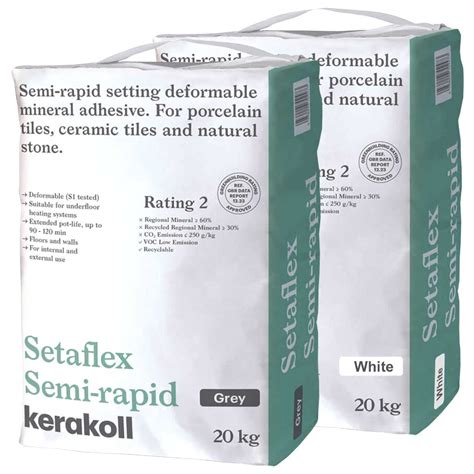 Kerakoll Setaflex Semi Rapid Tile Adhesive 20kg Greywhite