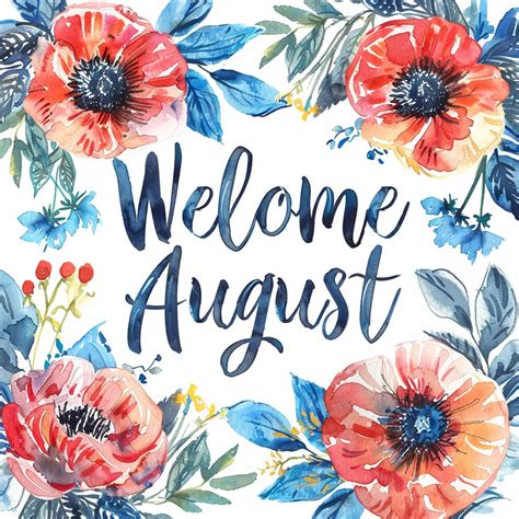 Welcome August Watercolor Premium Ai Generated Image