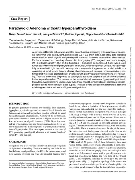 Pdf Parathyroid Adenoma Without Hyperparathyroidism