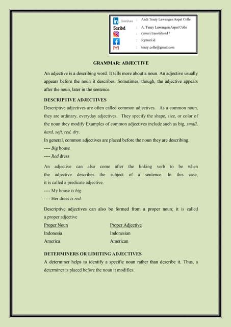 Adjectivezxcsadcsscsasx And Its Typespptx