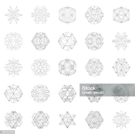 선에서 추상기하학적 모양으로 설정합니다 벡터 일러스트레이션 문신에 대한 스톡 벡터 아트 및 기타 이미지 문신 기하 도형 라인아트 Istock