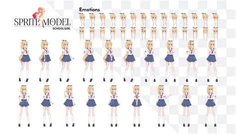 Premium Vector Set Of Emotionssprite Full Length Character For Game