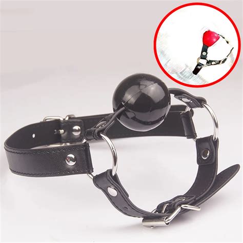Leather Chin Harness Silicone Rubber Bondage Mouth Ball Gag Bdsm