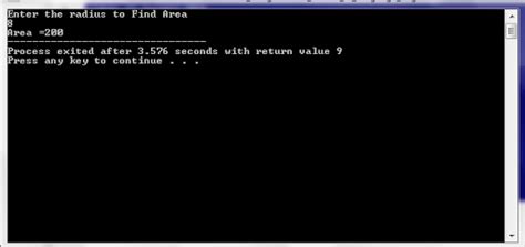 area of circle program in c and c