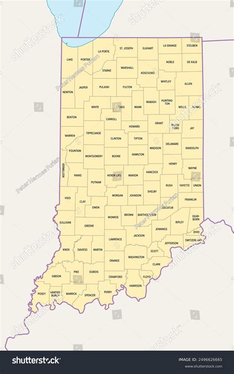 Indiana County Map With Cities Map Of The State Of Indiana Usa