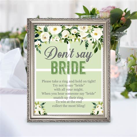 Printable Dont Say Bride Game Bridal Shower Game Sign Tennis Bridal
