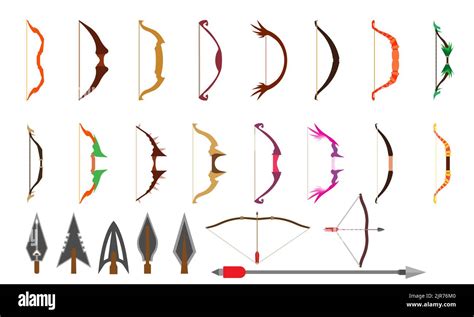 Pfeil Und Bogen Gesetzt Bogenschießen Waffe Symbol Antike Ikone War