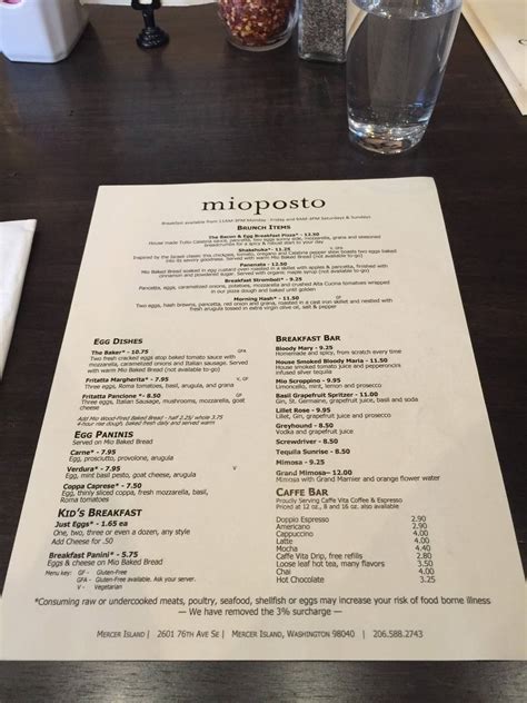 Menu At Mioposto Pizzeria Mercer Island