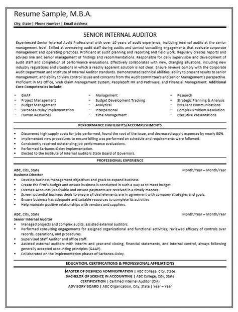 Internal Auditor Resume Sample