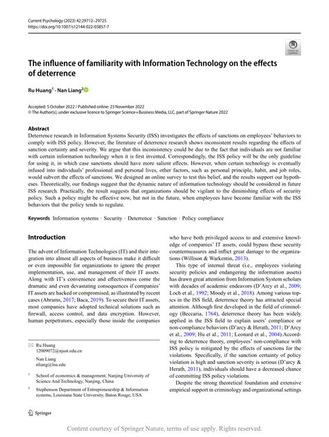 The Influence Of Familiarity With Information Technology On The Effects