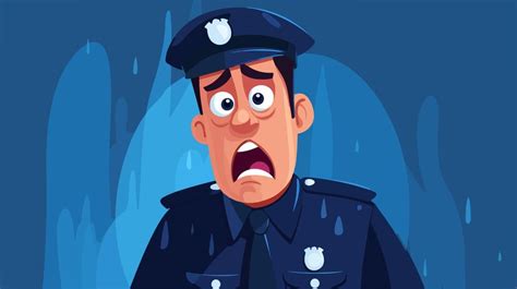 Scared Cartoon Police Officer In Flat Design Style Premium Ai