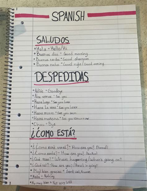 Spanish Notes Spansk