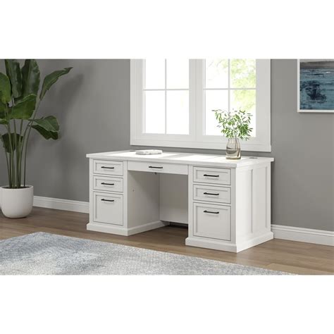 Modern Wood Executive Desk Office Desk Fully Assembled White Cymax