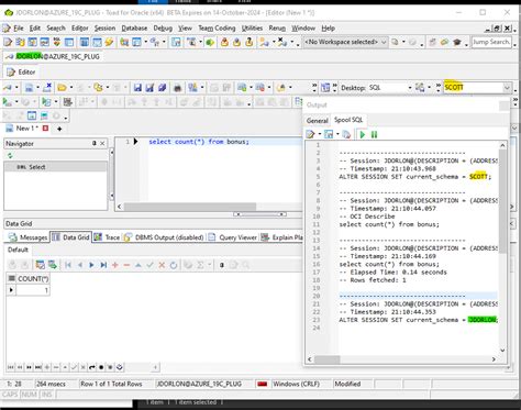 Toad Is Running Alter Session Set Current Schema Toad For Oracle And Devops Toolkit Toad