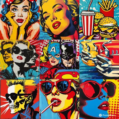 Lichtenstein Warhol Pop Culture Explorations Midjourney Prompt Promptbase