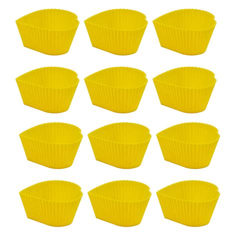 Xeyise 12pcs Muffin Cake Molds Heat Resistant Nonstick Diy Food Grade