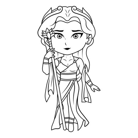 Hera Chibi Mascot Line Art 21839302 Vector Art At Vecteezy
