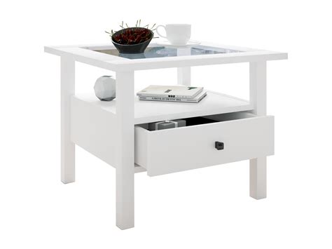 Lingism Table Basse 1 Tiroir 1 Tablette Blanc