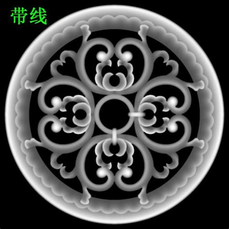 L054精雕图浮雕灰度图雕刻圆形花图库